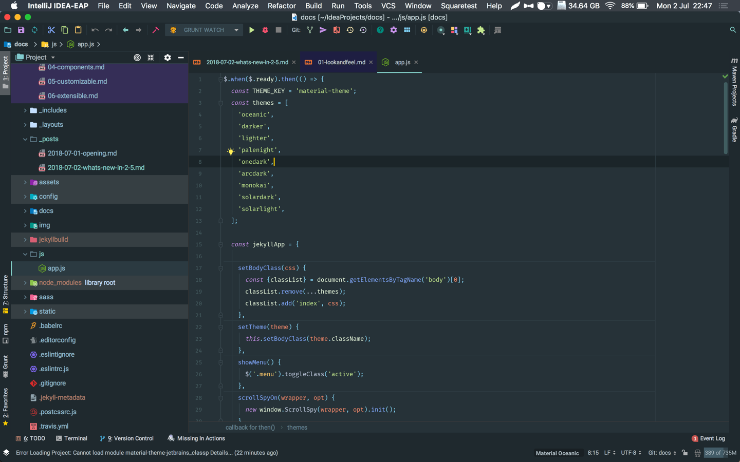 Main Settings - Material Theme UI Documentation