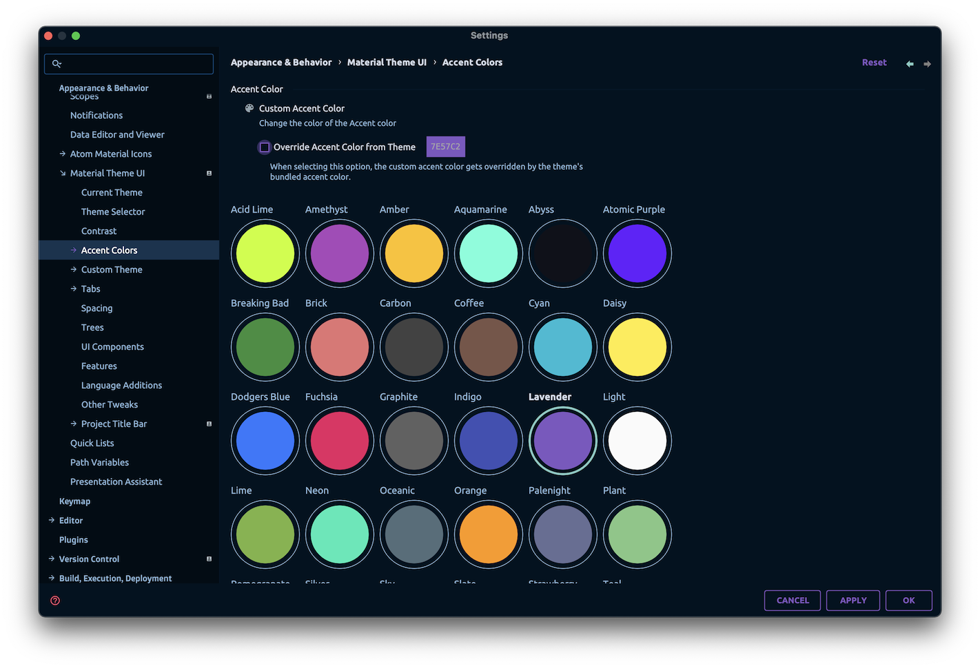 Settings - Material Theme UI Documentation