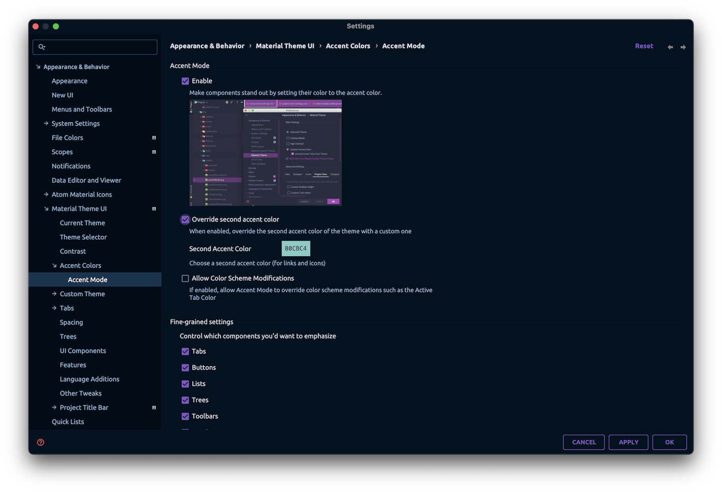 Settings - Material Theme UI Documentation