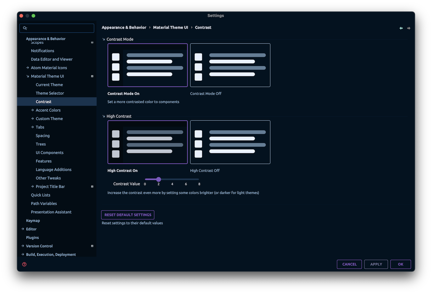 Settings - Material Theme UI Documentation