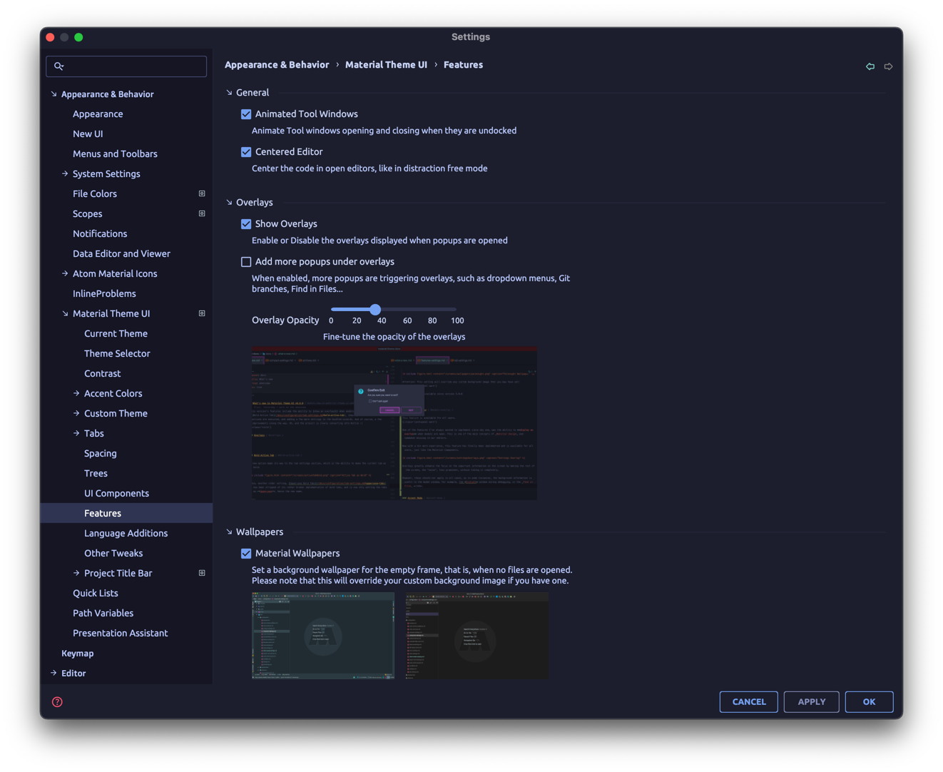 Settings - Material Theme UI Documentation