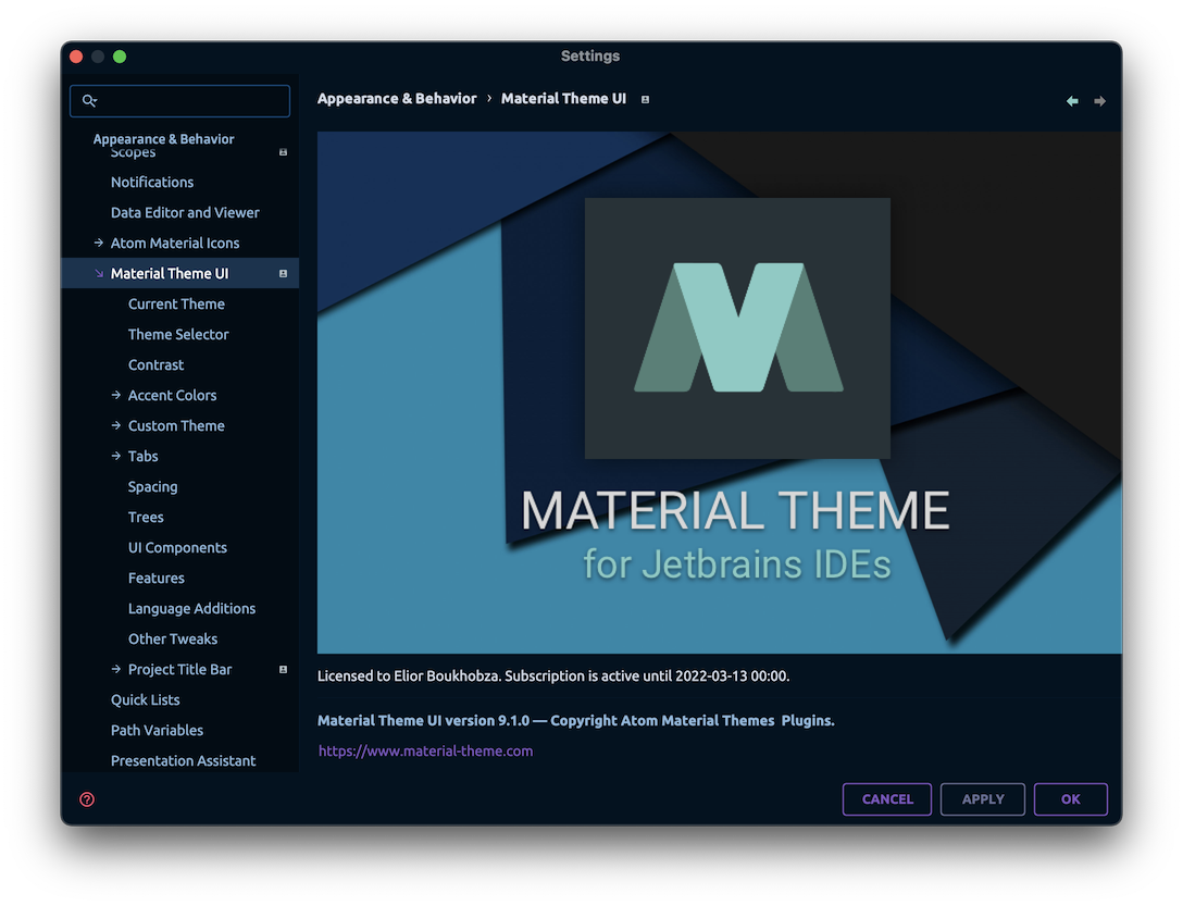 Settings - Material Theme UI Documentation