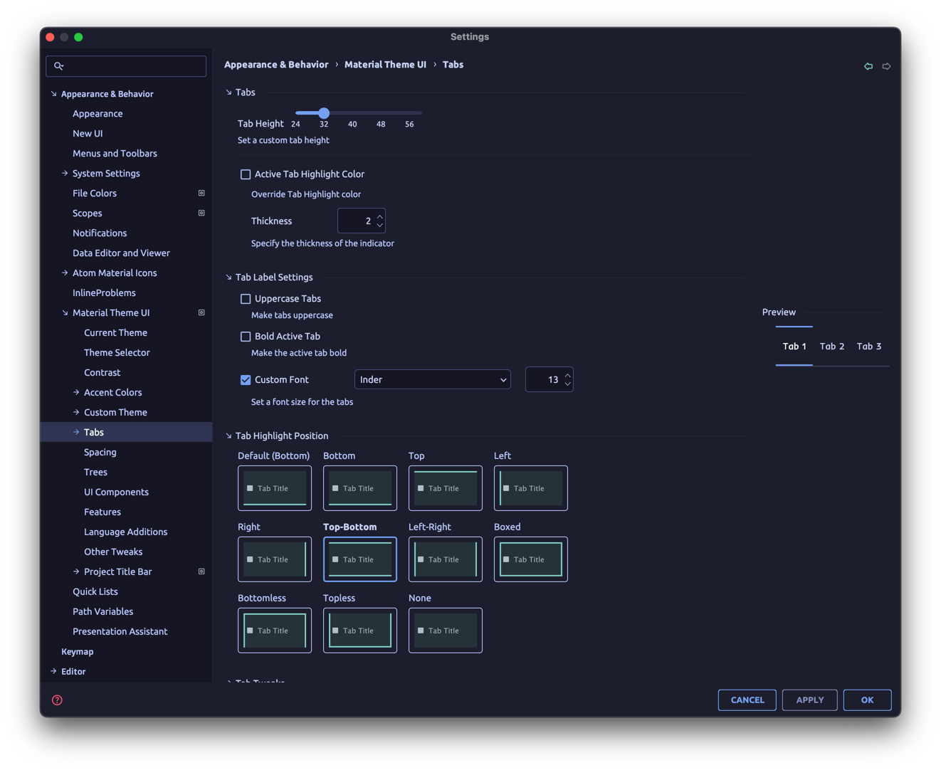Settings - Material Theme UI Documentation