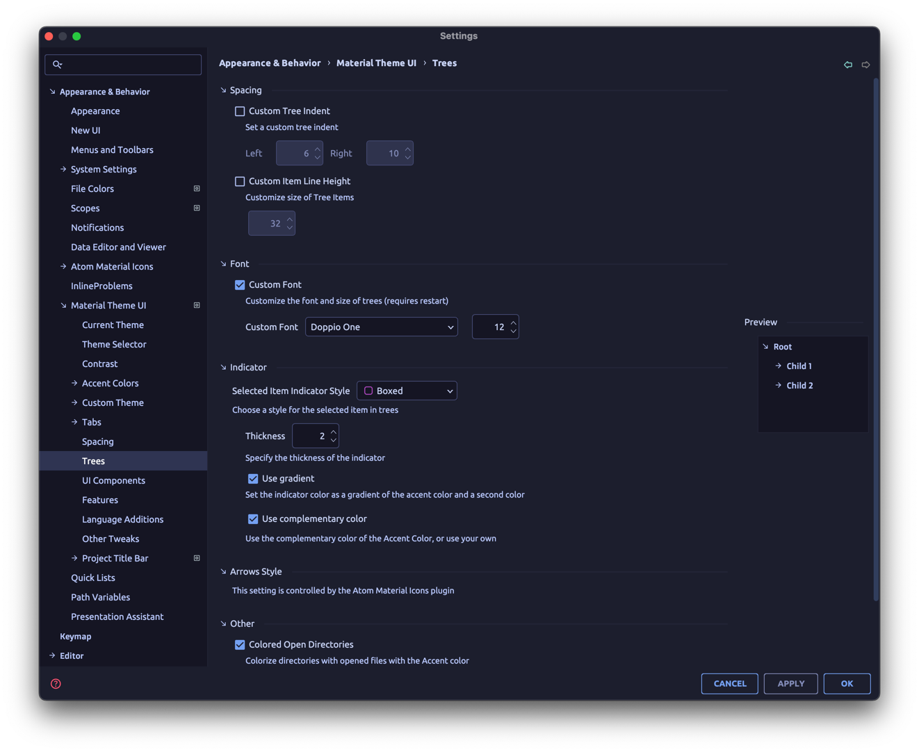 Settings - Material Theme UI Documentation
