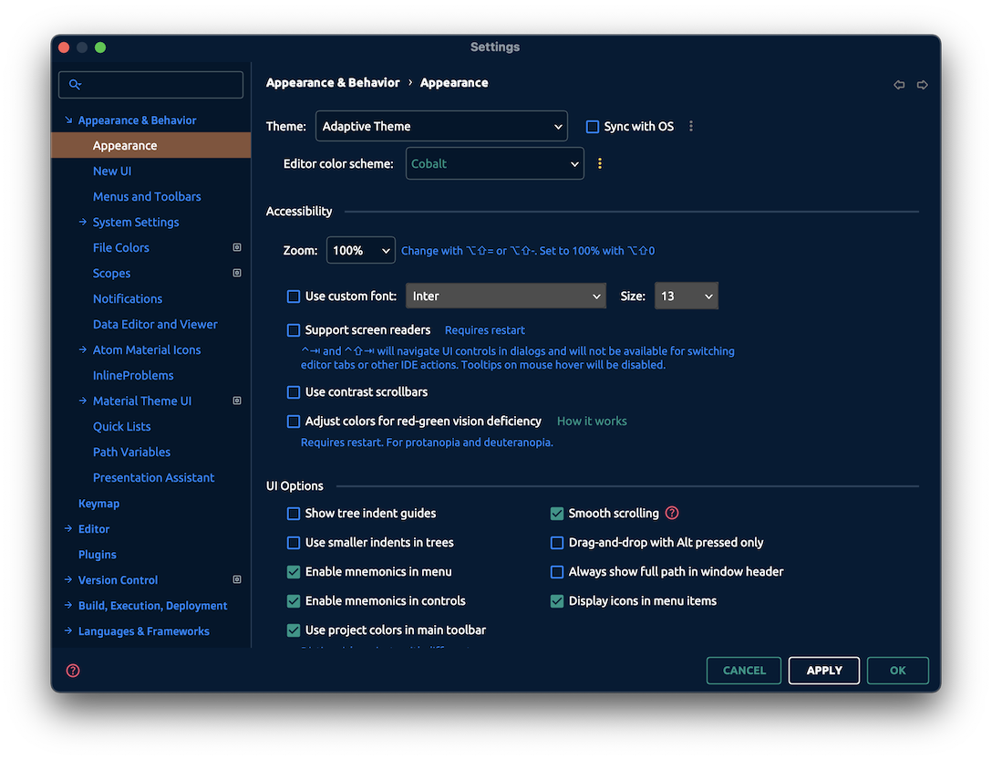 Settings - Material Theme UI Documentation