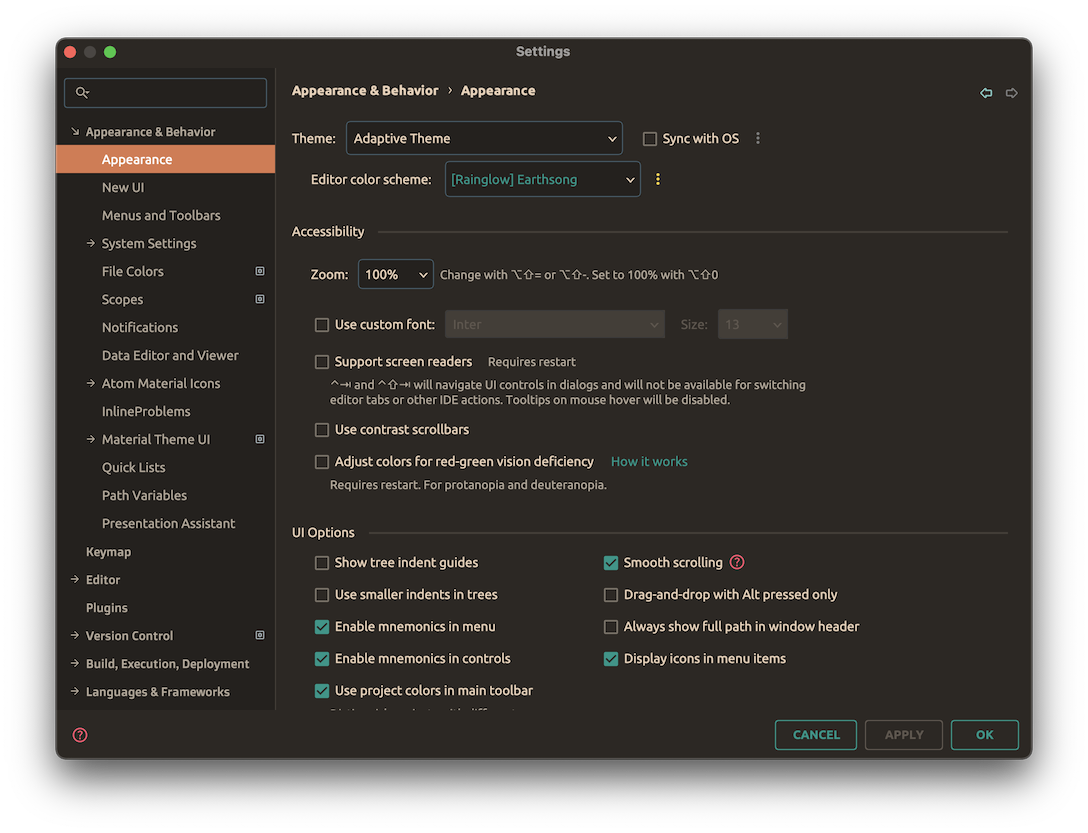 Settings - Material Theme UI Documentation