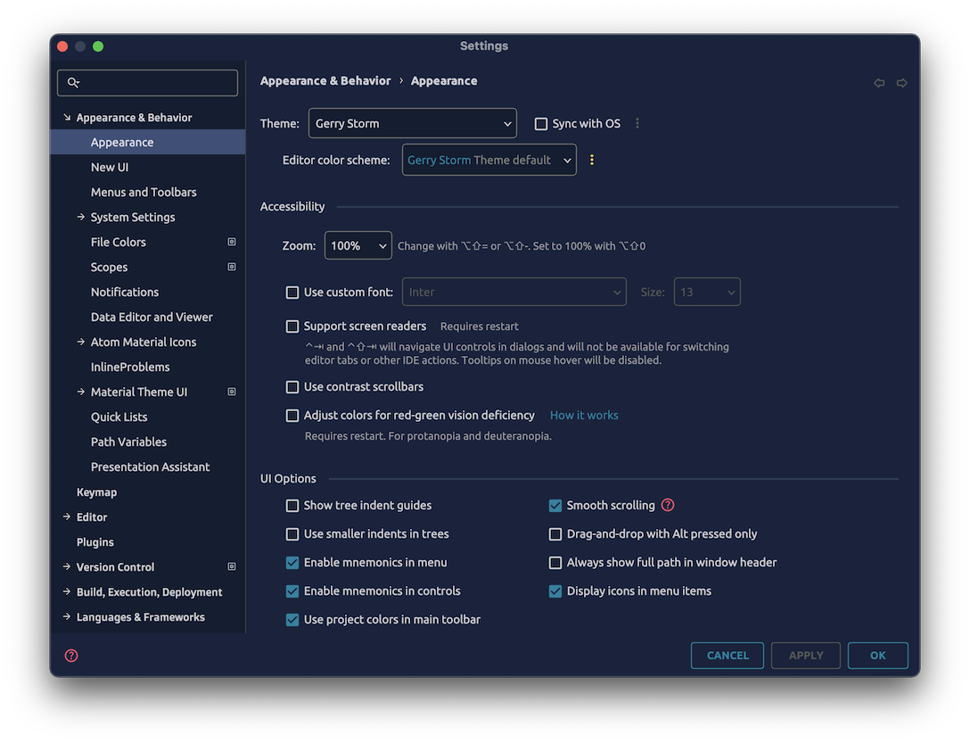 Settings - Material Theme UI Documentation