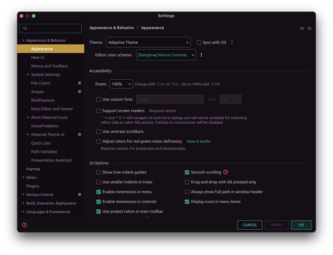 Settings - Material Theme UI Documentation