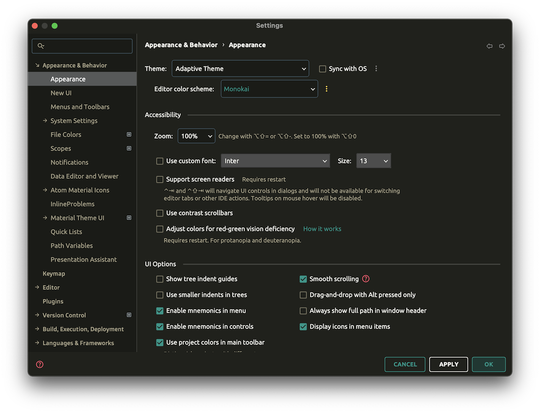 Settings - Material Theme UI Documentation