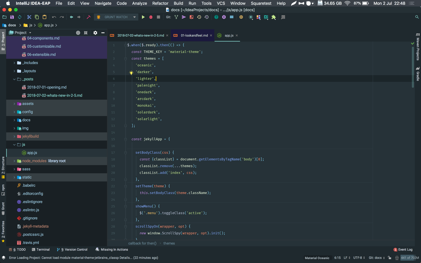 Main Settings - Material Theme UI Documentation